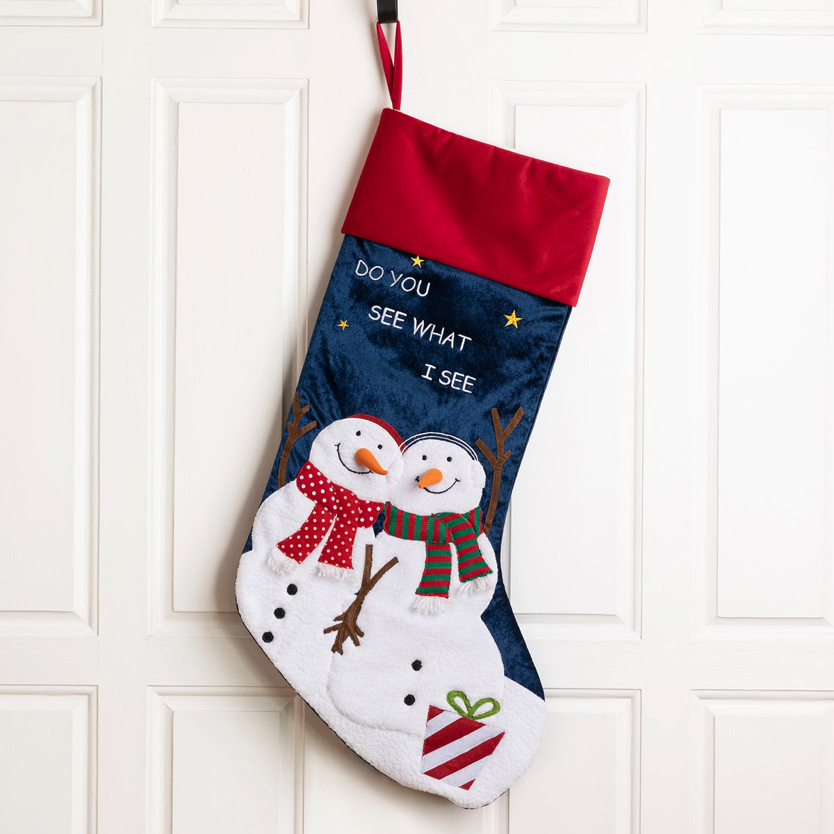 Oversized 3D Snowmen Velvet Hooked Christmas Stocking – StockingHolder